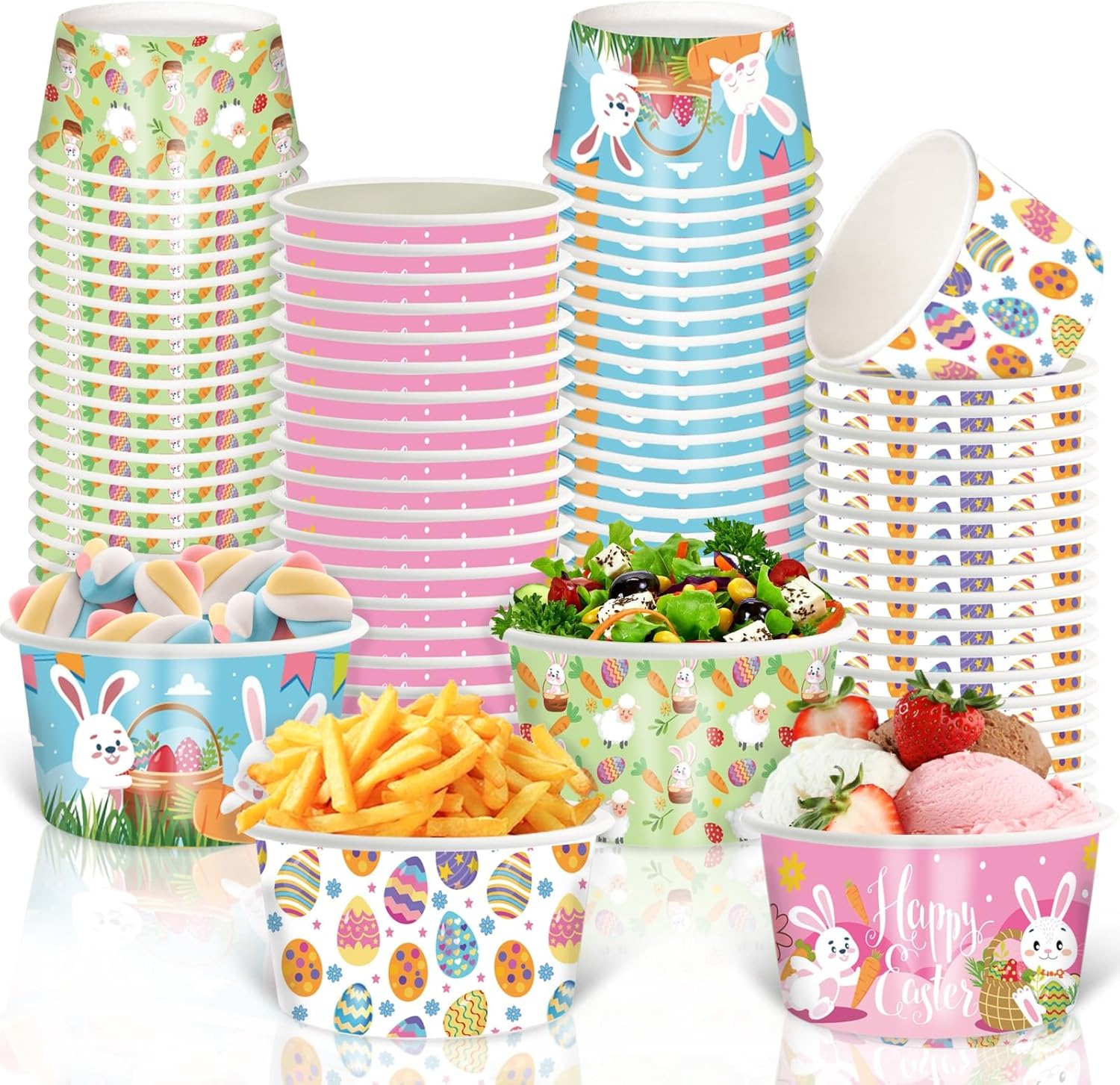 Amazon.com: AILAWU 60PCS Easter Ice Cream Bowls 8oz Paper Snack Cups ...