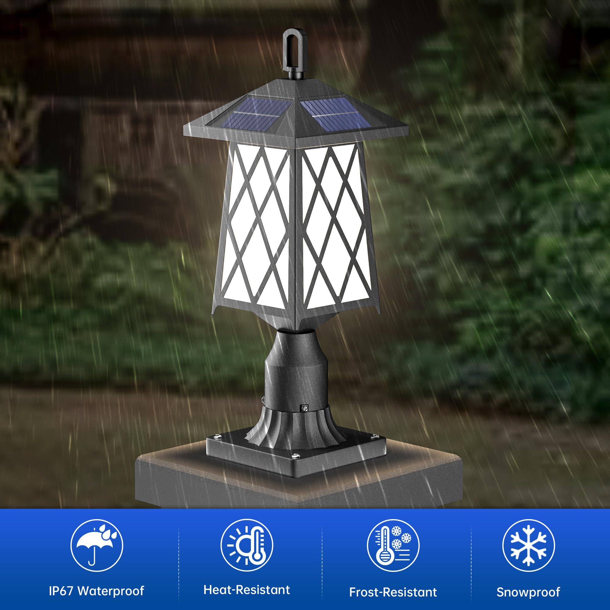 JAYNLT Solar Lamp Post Light with 3" Pier Mount Base, 3500LM 3000K ...