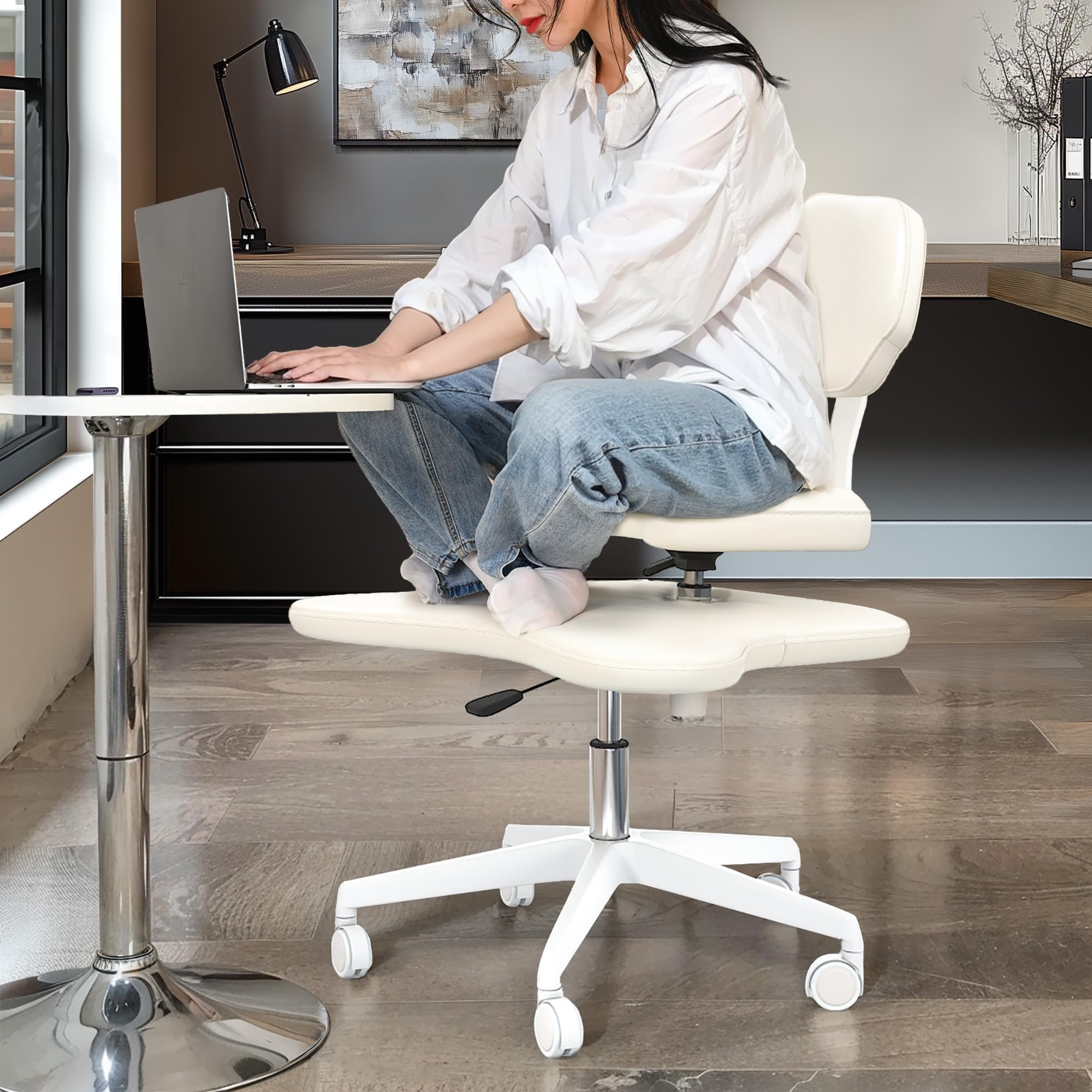 Amazon.com: YUKSAL Cross Legged Office Chair, Criss Cross Desk Home ...