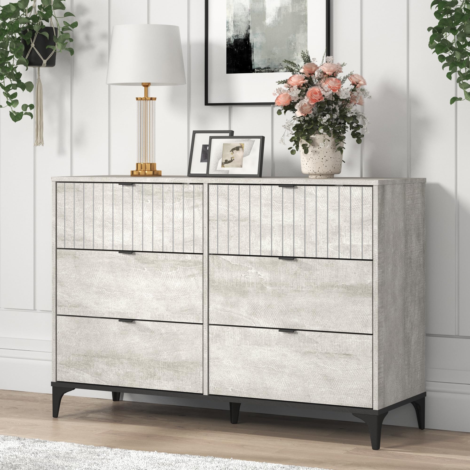 Galano Zaffy 6 Drawer Dresser Interlock - Large Dresser with Laser Cut ...