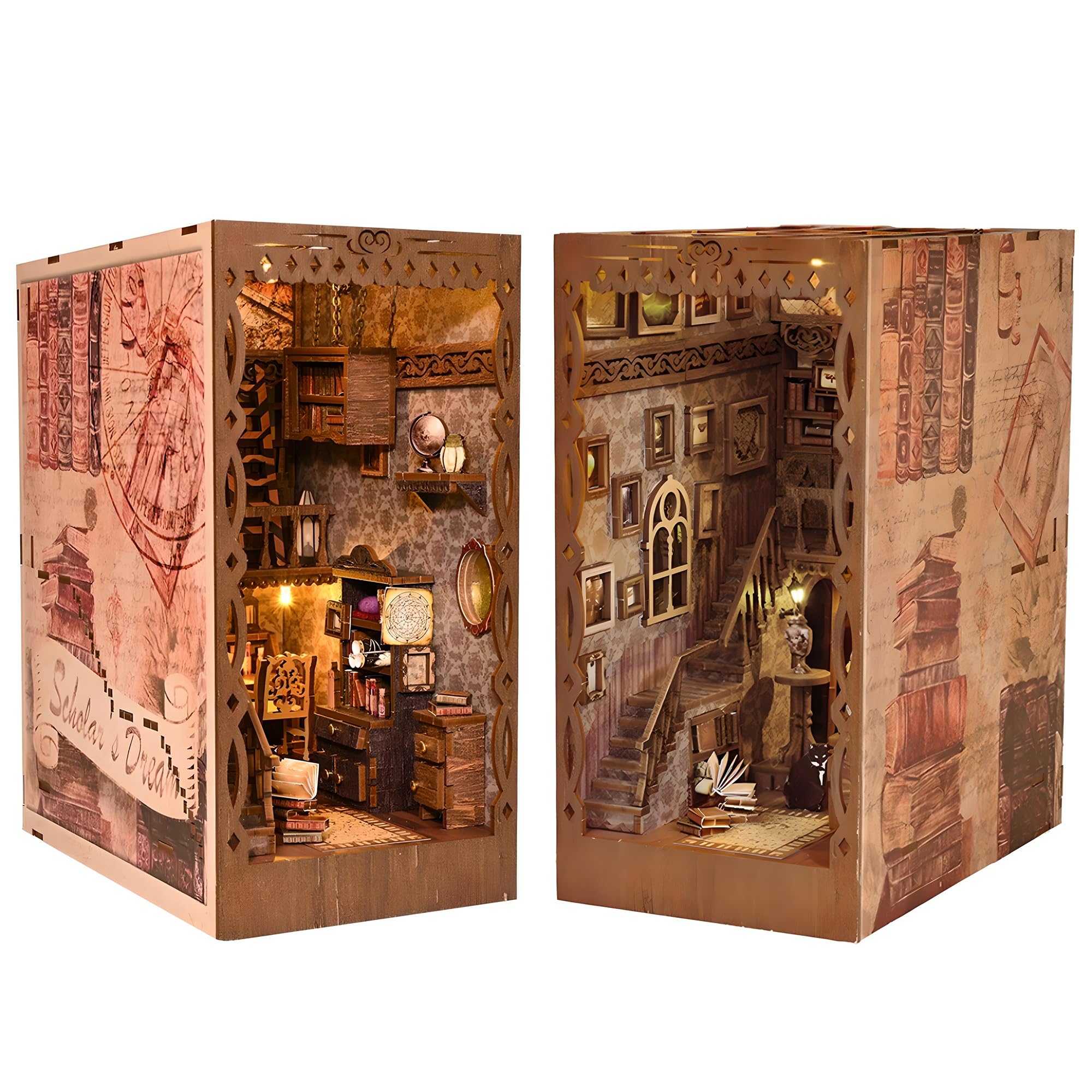 Amazon.com: MUSEGDN DIY Miniature Book Nook Kit with LED Lights – 3D ...