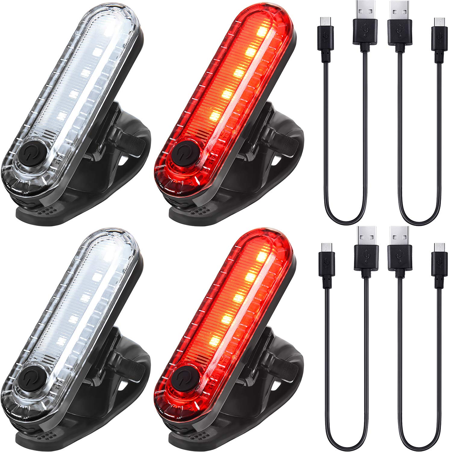 Amazon.com : 4 Pieces USB Rechargeable LED Bicycle Light Rear and Front ...
