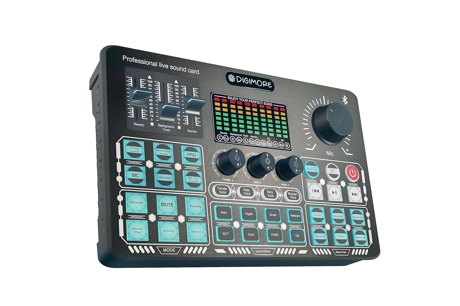 Digimore 48V Phantom Power Professional Live Sound Card for Home ...