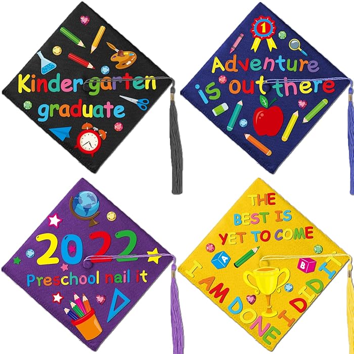 Buy 24 Pcs Graduation Cap Sticker Craft for Preschool Kindergarten Kids ...