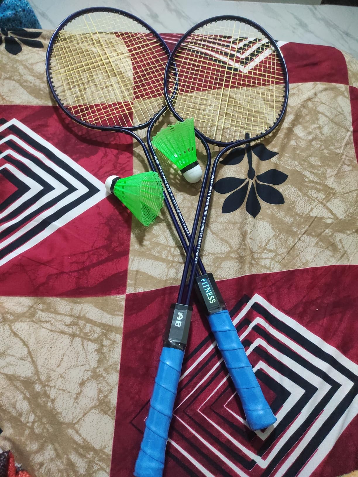 AB FITNESS Double. Shaft. Badminton Racket Set. of 2 Piece with 3 Piece ...