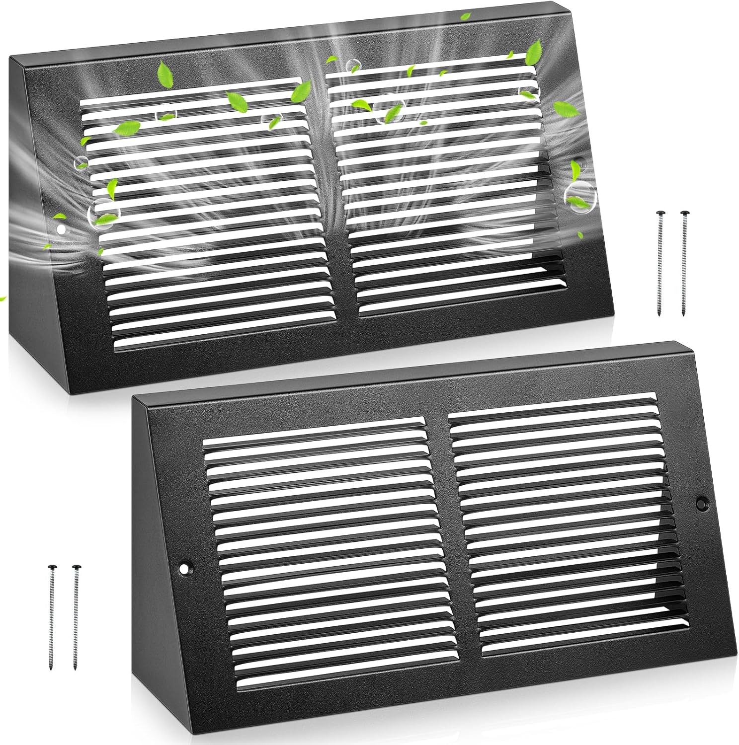 Landhoow 2 Pack Triangular Baseboard 12" x 6" Duct Opening Size Return ...