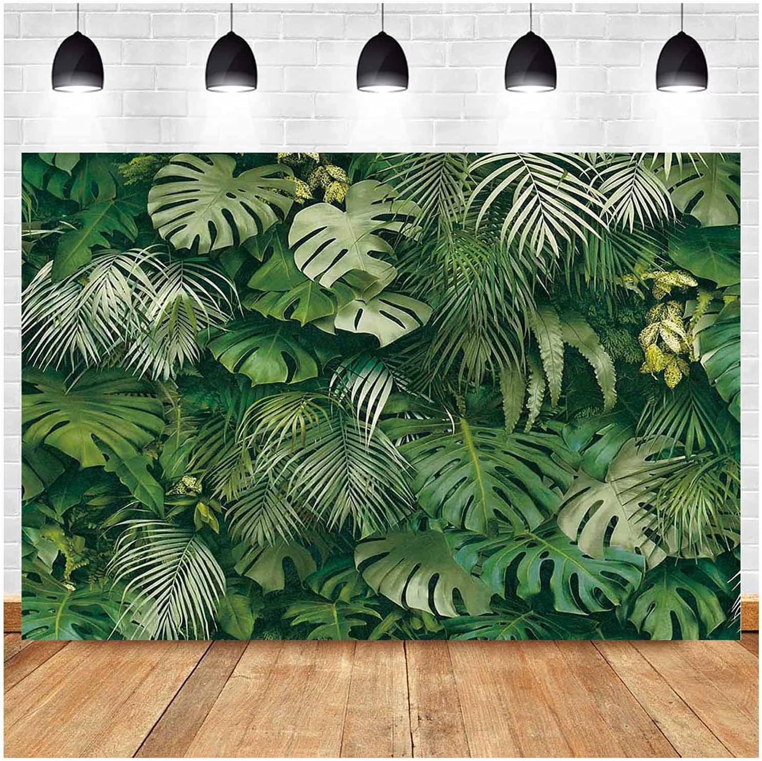 Amazon.com : SJOLOON Jungle Green Leaves Backdrop Tropical Plants ...