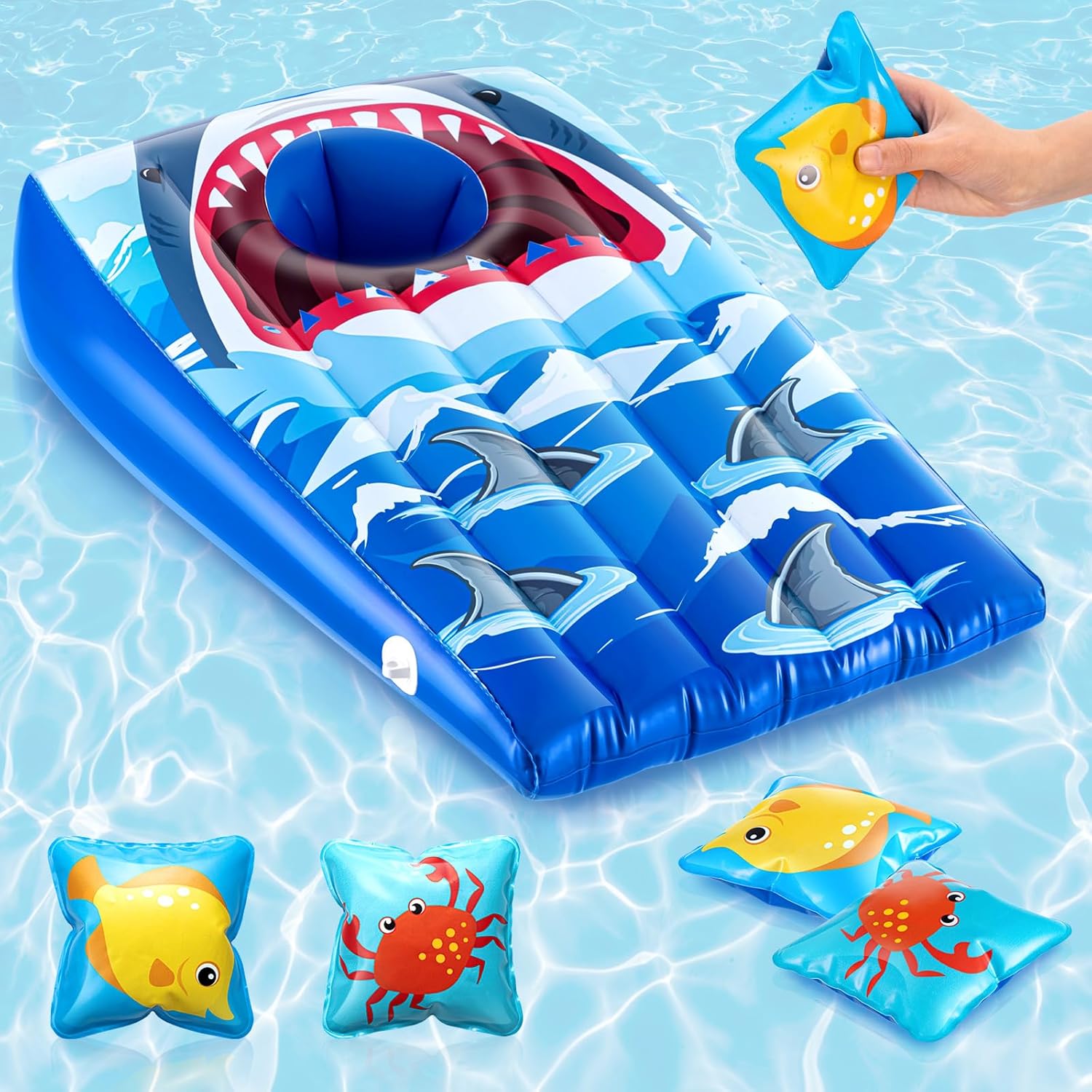 Amazon.com: ShinyRelief 2 Pack Cornhole Pool Games Adults Toys Shark ...