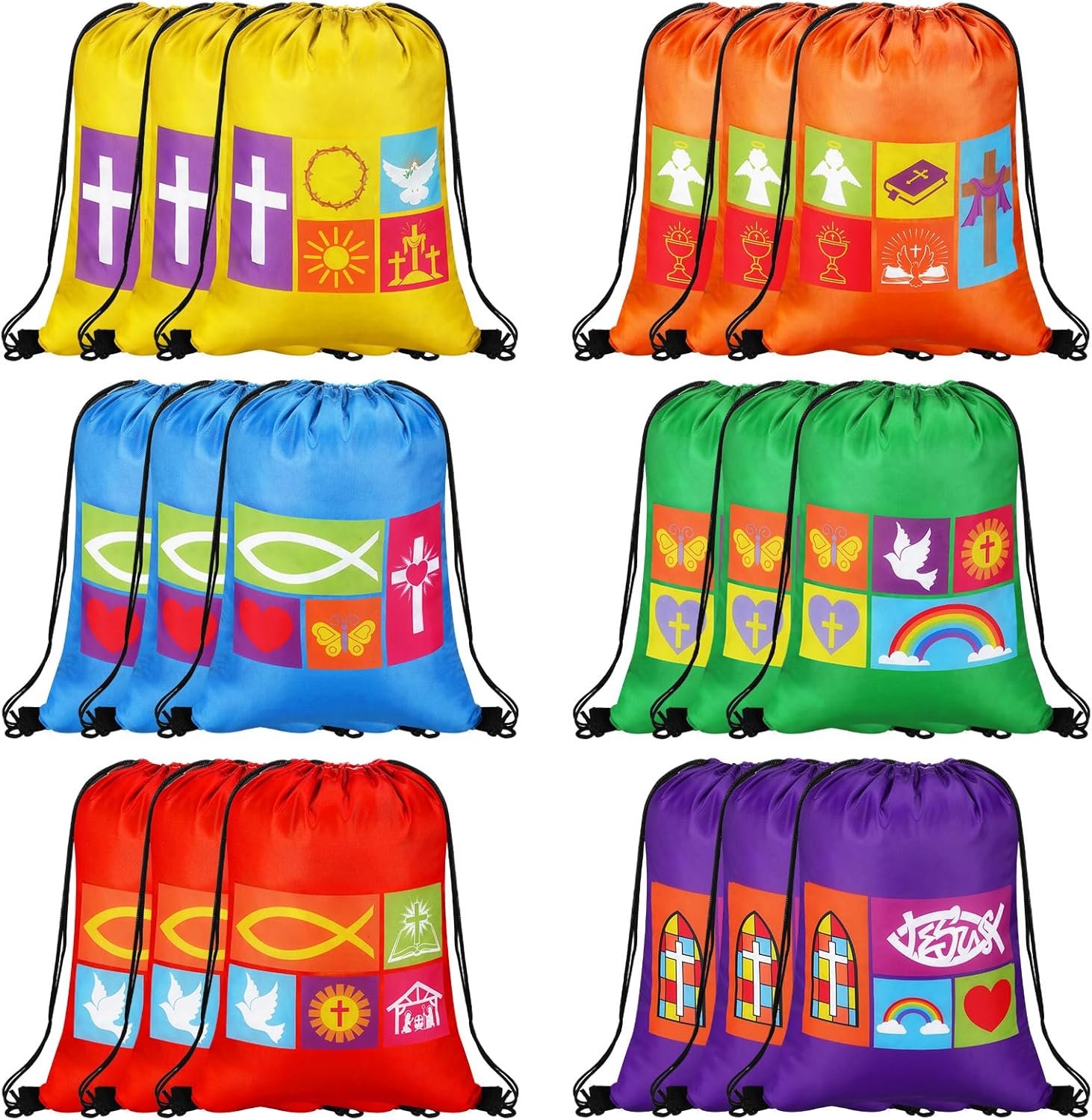 Amazon.com: Kacctyen 18 Pcs Easter Christian Religious Drawstring Bags ...