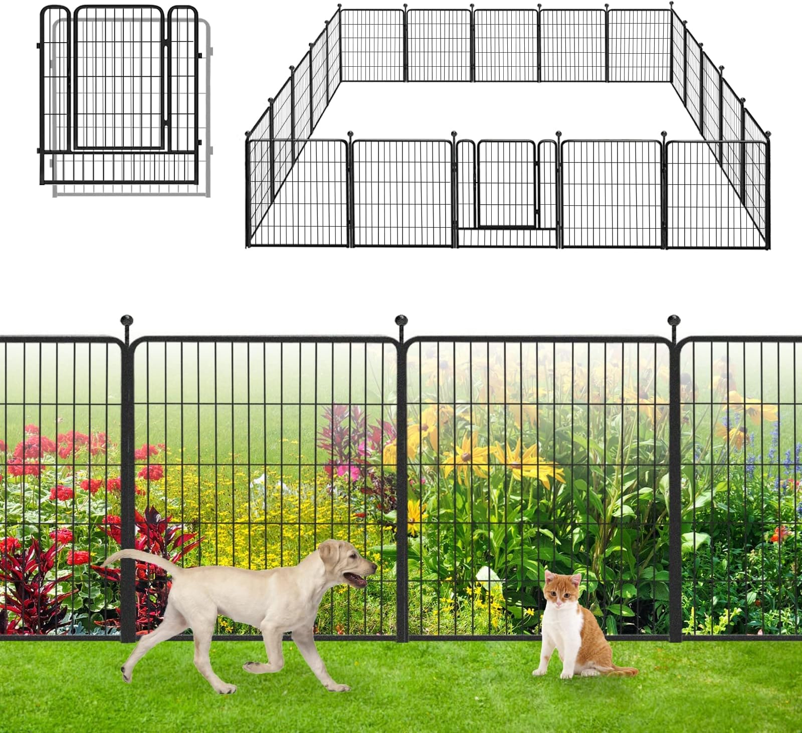 Amazon.com : XCEL Fence ® Black Steel Anti-Rust Fence Panel - Sharp End ...