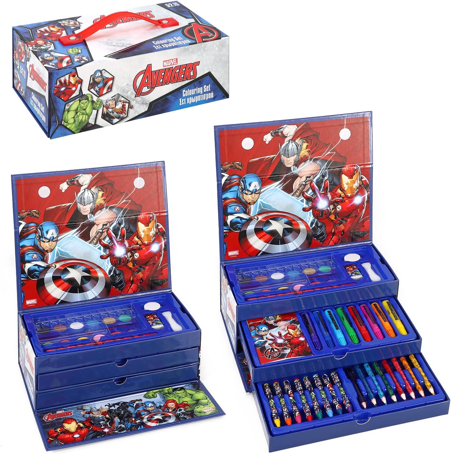 Avengers Kids 52pc Colouring Art Stationery Set with Watercolour Felt ...