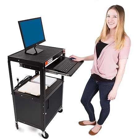 Amazon.com : Luxor WPSDD3 Wood Multimedia Workstation Cart, 38 inches ...