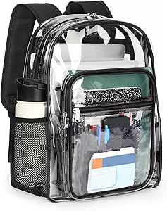 Amazon.com: ZORFIN Clear Backpack Heavy Duty for School – 17in ...
