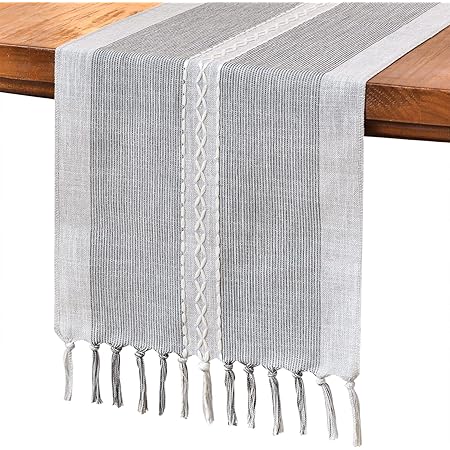 Amazon.com: Wracra Linen Table Runner, Farmhouse Macrame Table Runners ...