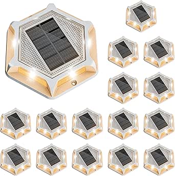 VOLISUN Solar Driveway Markers Lights,Outdoor Heavy Duty Dock Light,16 ...