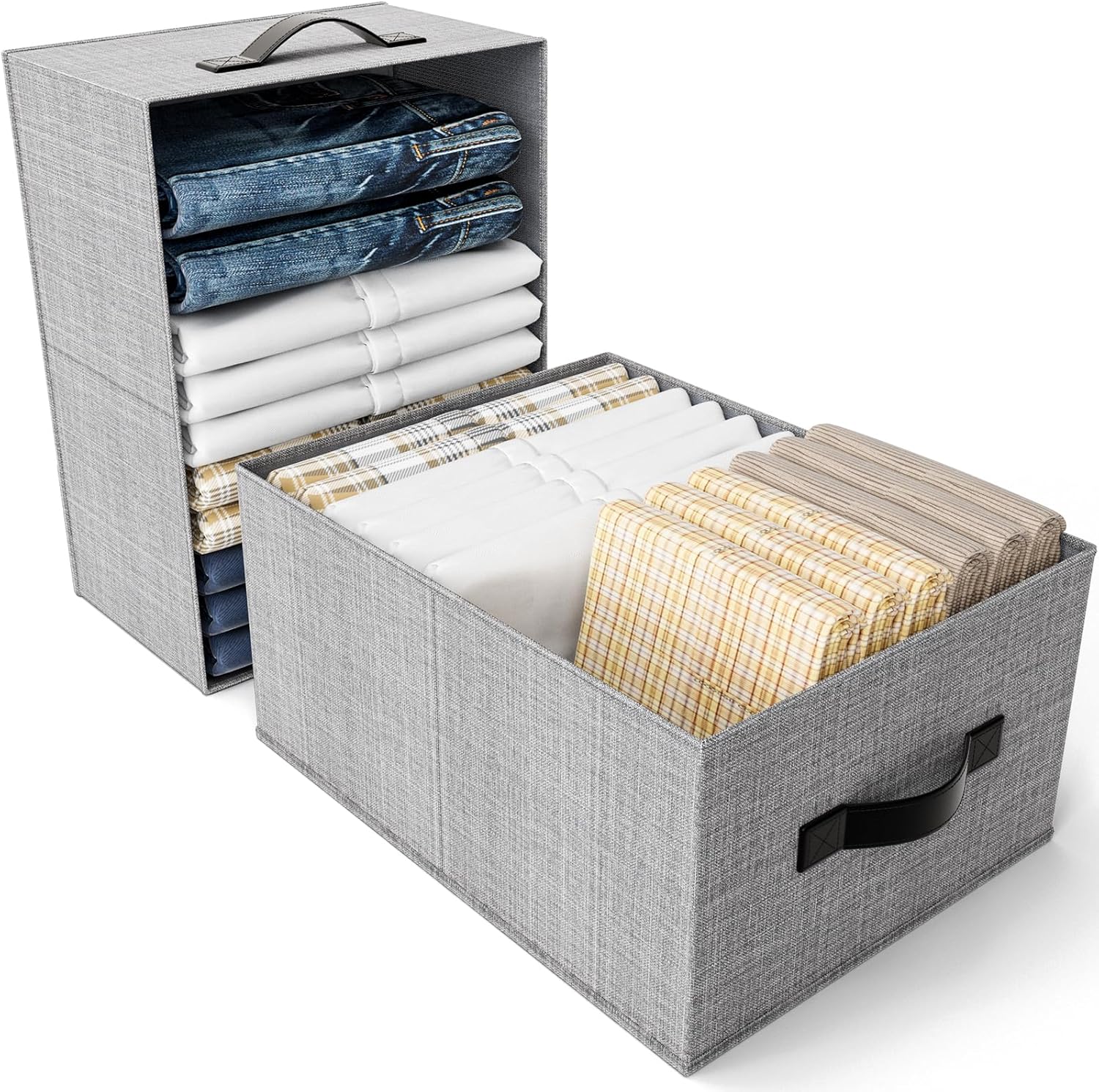 Amazon.com: SOLEDI Pack of 2 Large Capacity Linen Shelf Baskets, Closet ...