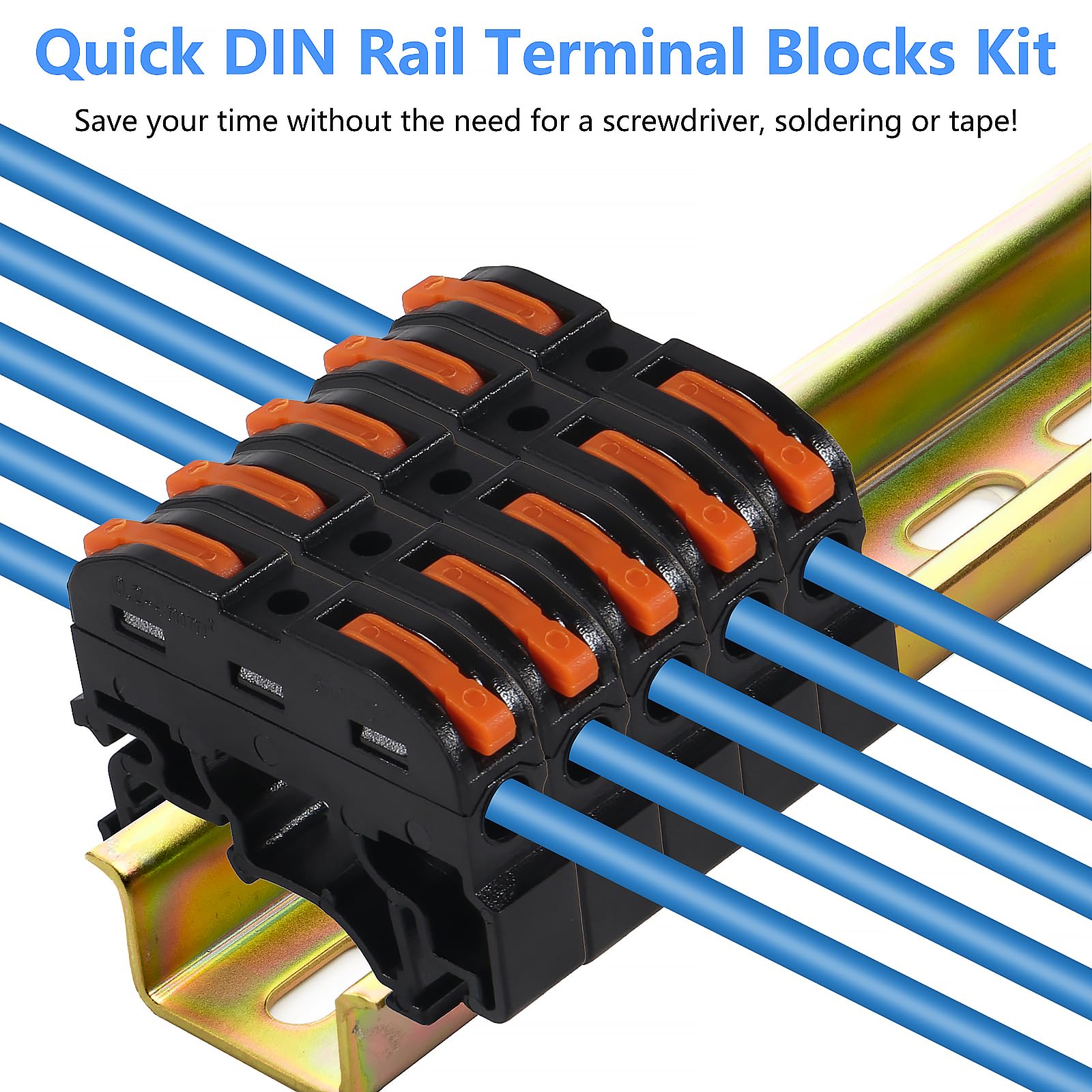Snapklik.com : 50PCS DIN Rail Terminal Blocks Kit, Universal Compact ...