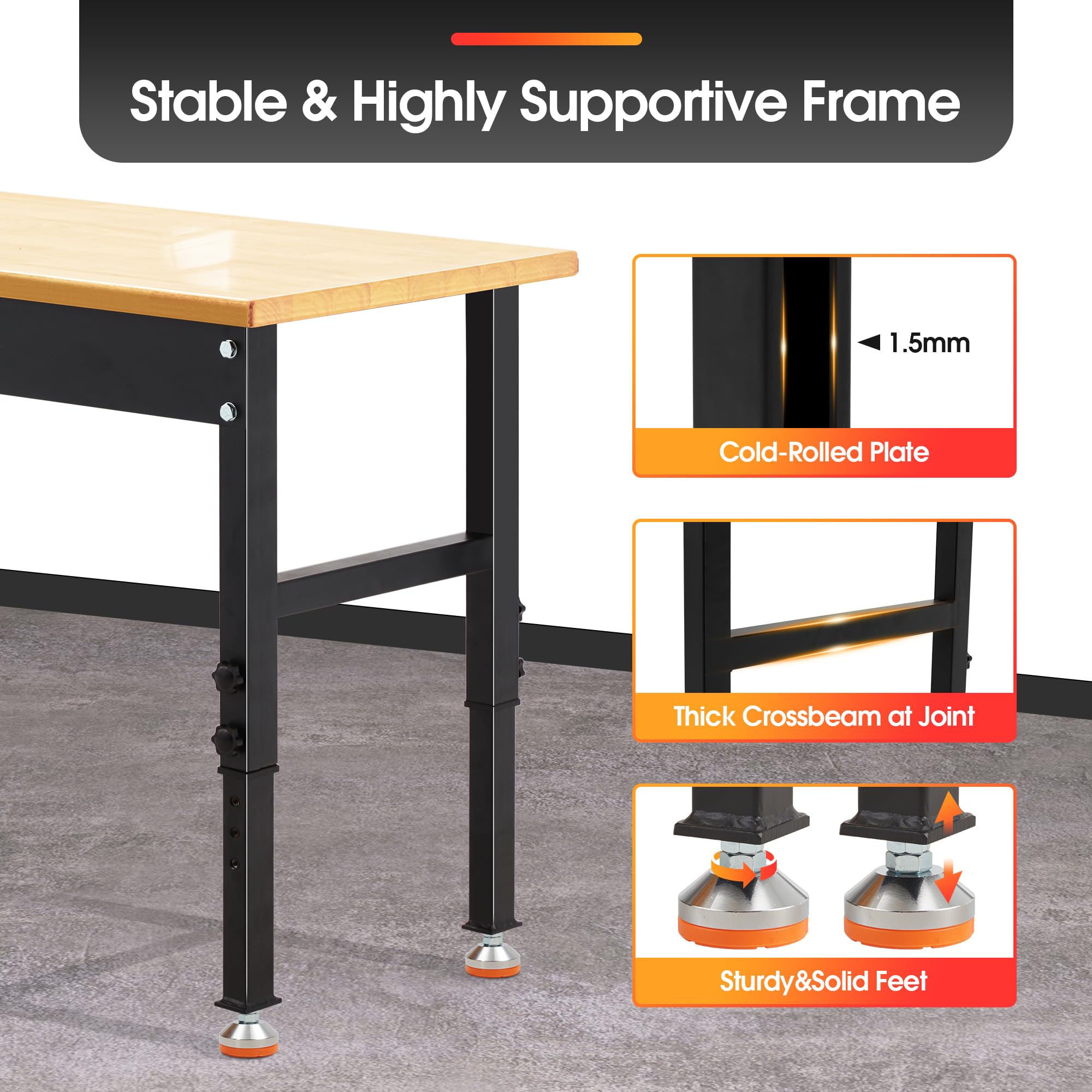 Snapklik.com : Antifir 48" Adjustable Workbench,Heavy Duty Workstation