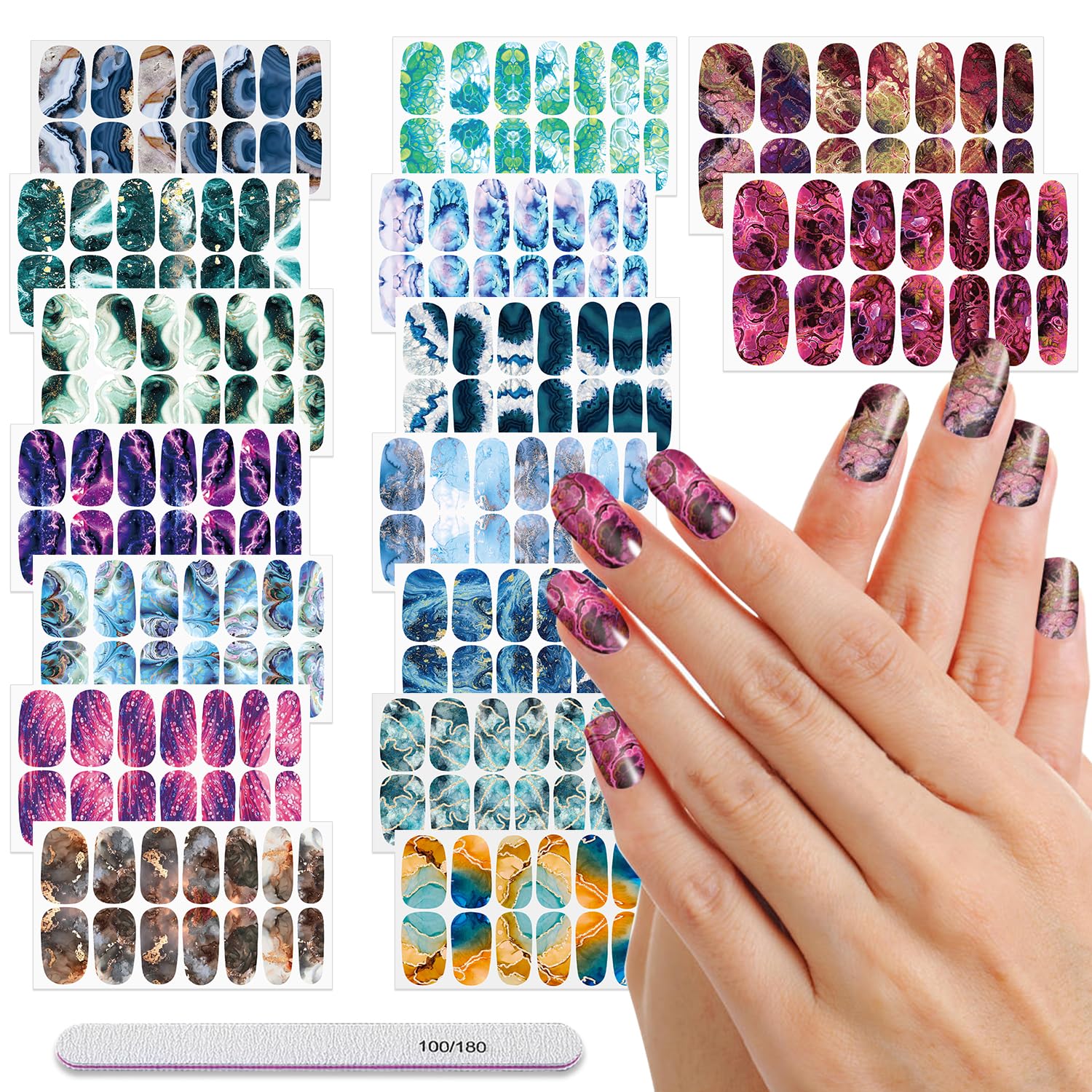 Amazon.com: DANNEASY 16 Sheets Nail Polish Strips for Women Girl Nail ...