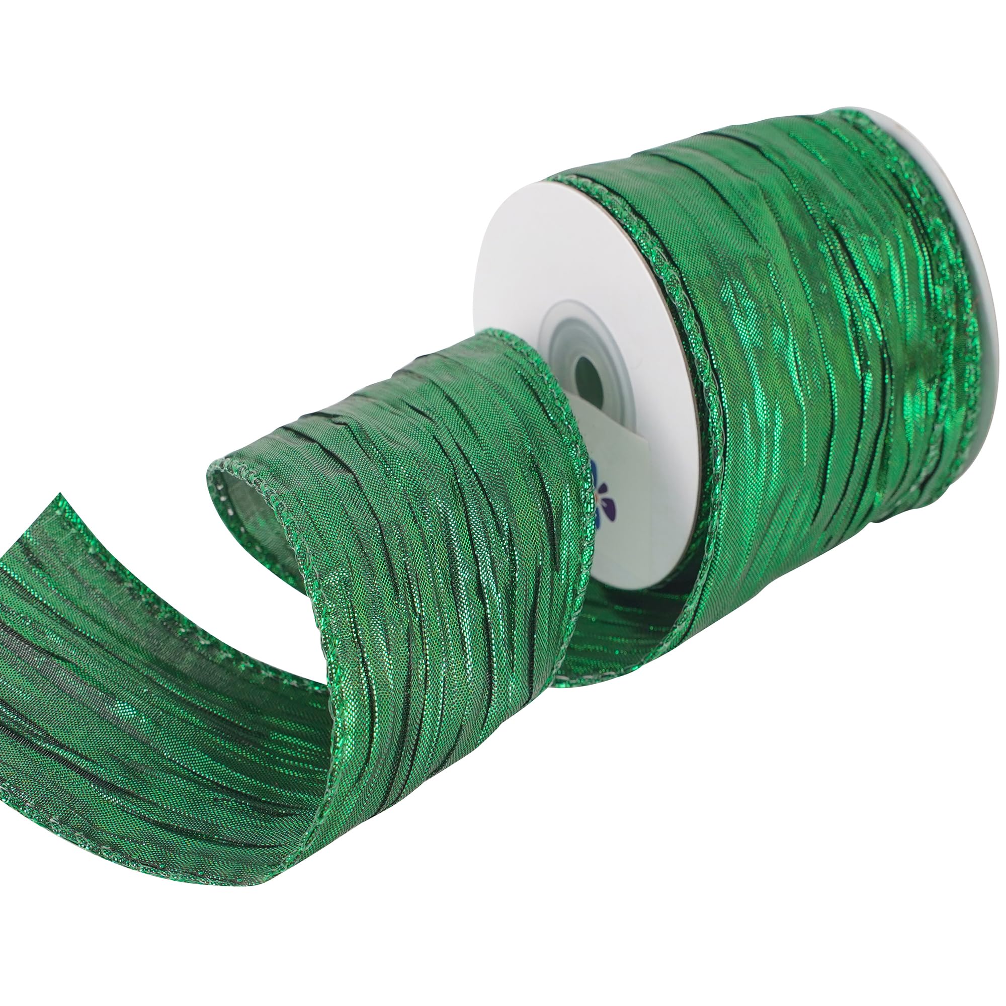 Amazon.com: MEEDEE Emerald Green Wired Ribbon 2.5 Inch Metallic Green ...