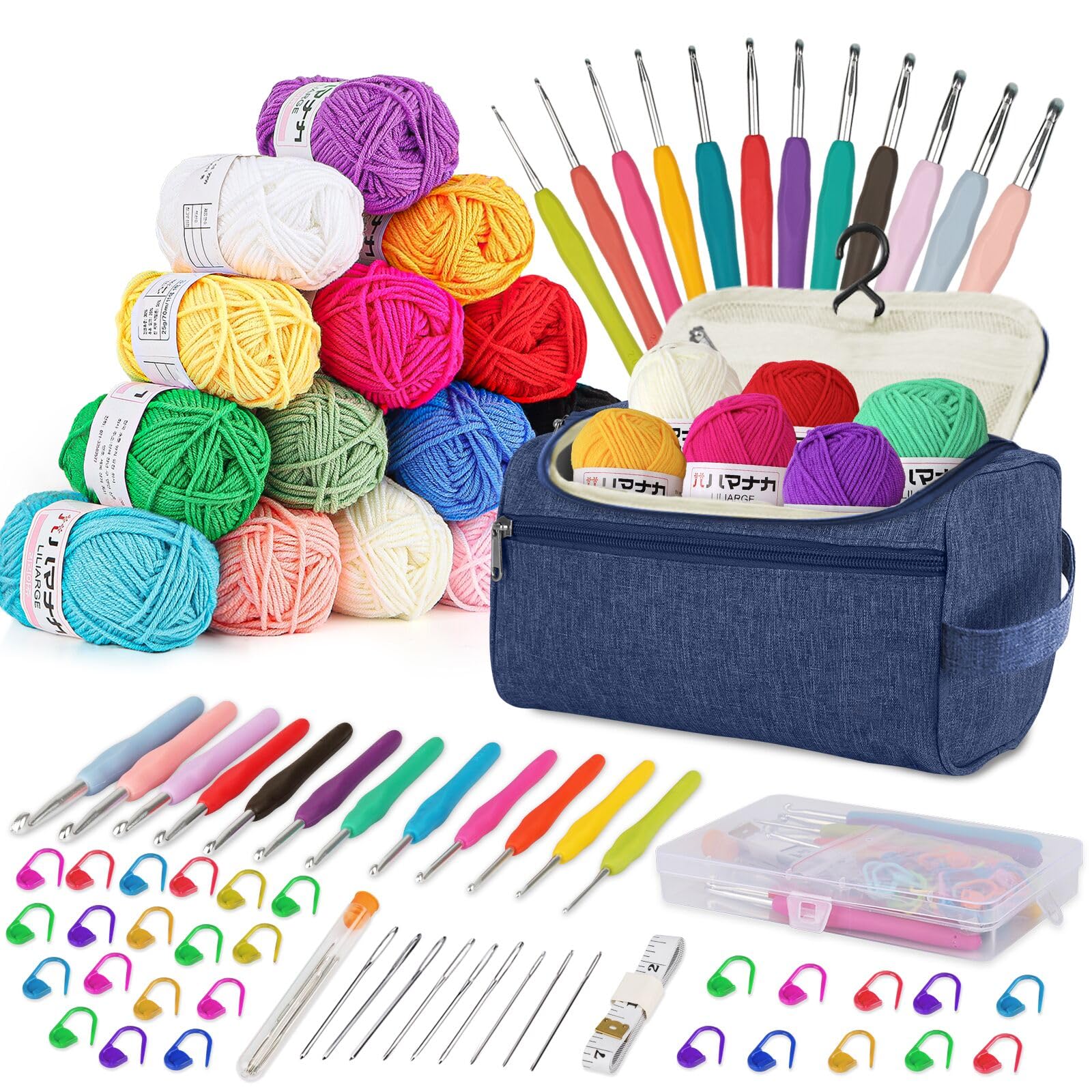 Crochet Kit Crochet Kits for Beginners Adults 15Pcsx25g Crochet Yarns ...
