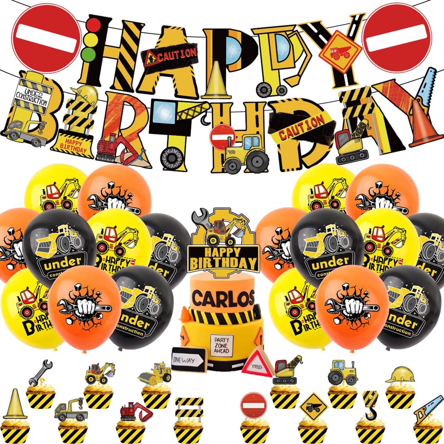 Amazon.com: Construction Birthday Party Supplies, Excavator Party ...