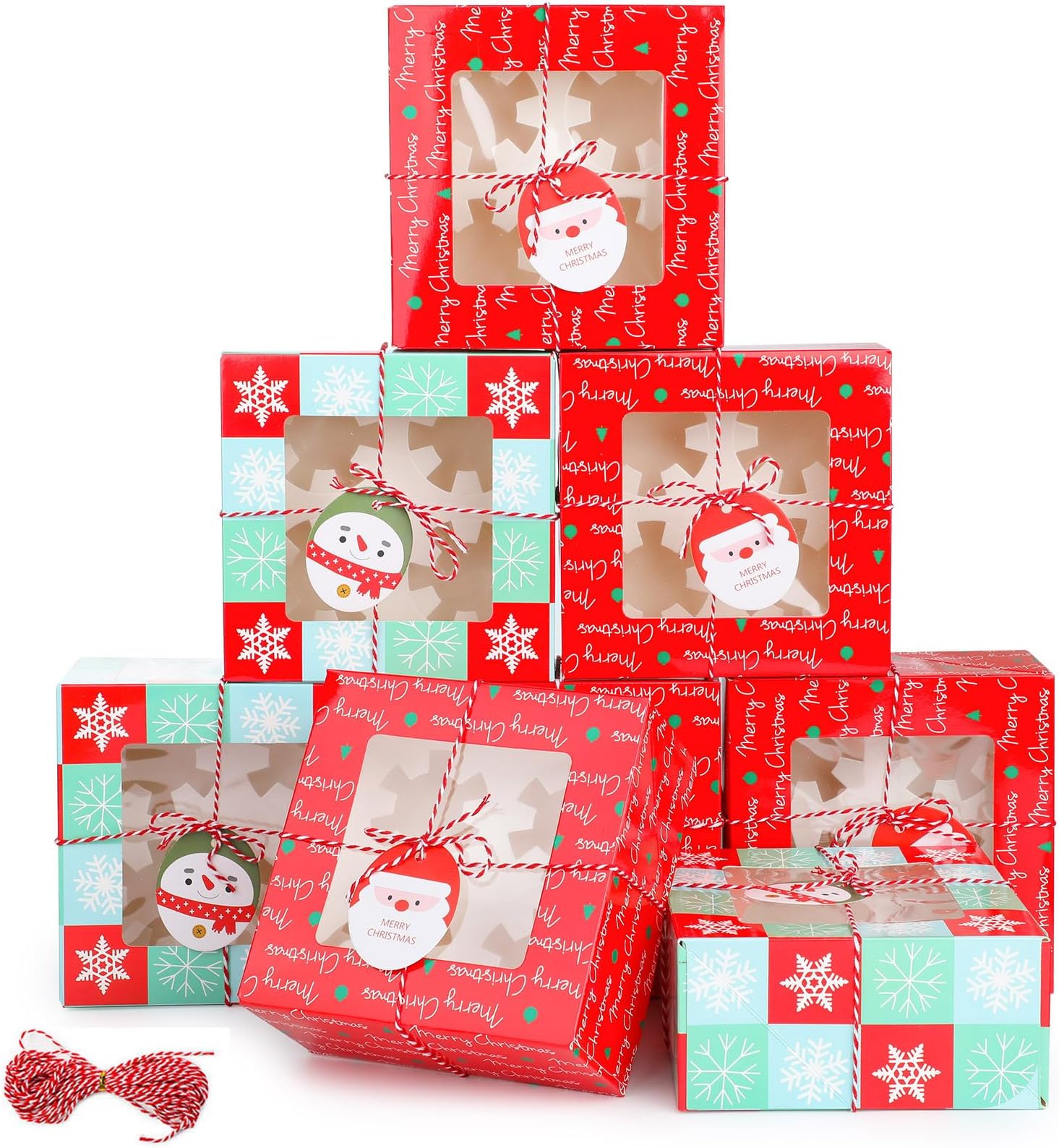 TsunNee 30PCS 4 Holes Cupcake Boxes Cake Boxes with Window, Paper ...