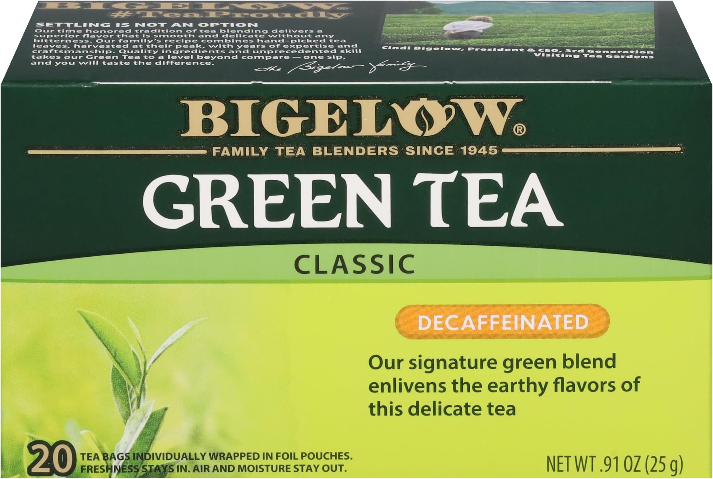 Amazon.com : Bigelow Classic Green Tea Decaffeinated, 20 ct : Grocery ...