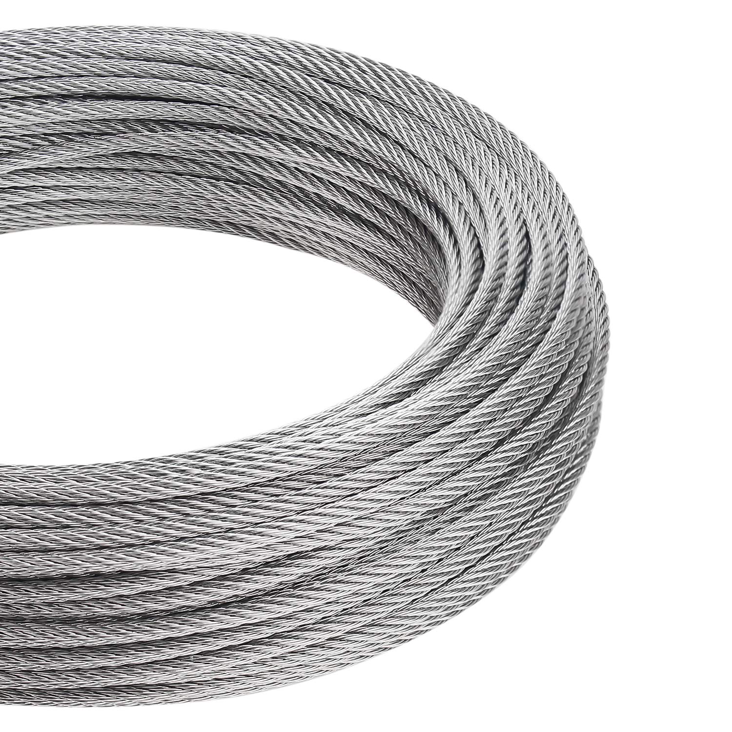 Kindroufly 1/8 Inch 100 Feet, 316 Stainless Steel Wire Rope Aircraft ...