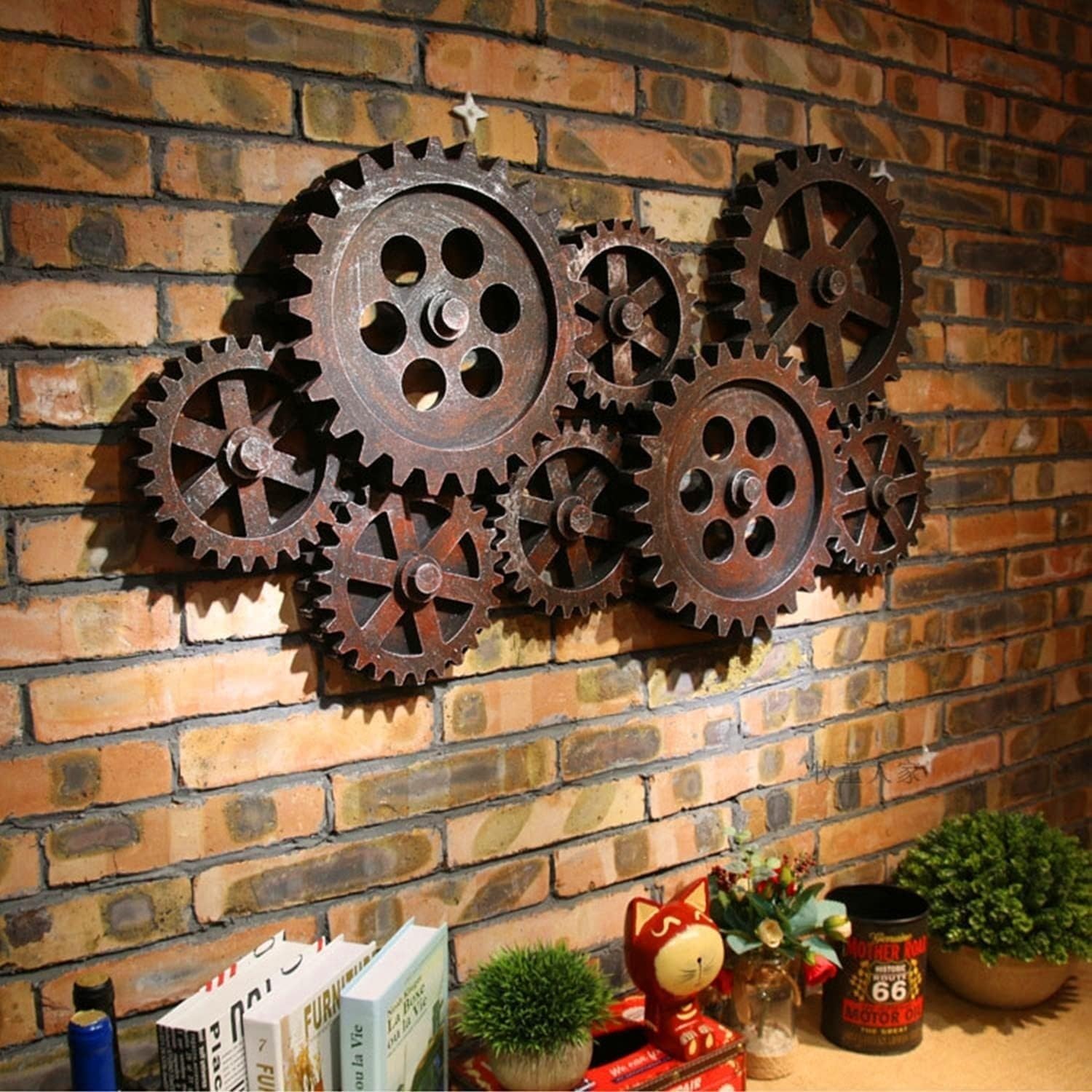 Amazon.com: OZSSLJJ Large 8 Gears Wall Art Industrial Steampunk Style ...