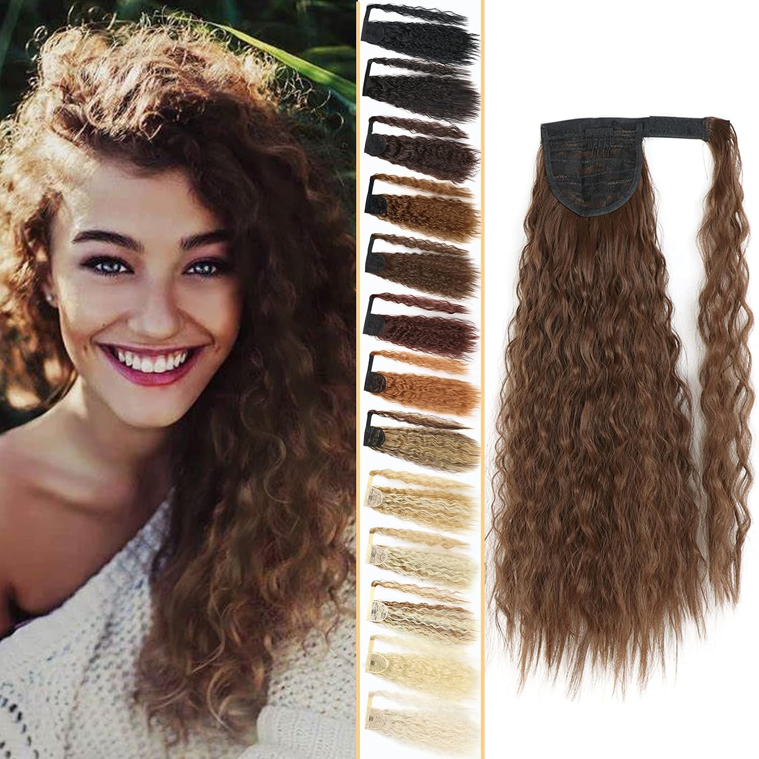 Amazon.com : Inscca Clip On Ponytails for Women Medium Chestnut Brown ...
