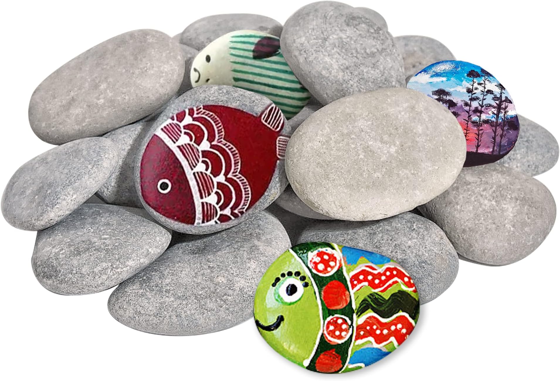 Amazon.com: Lifetop 20PCS Painting Rocks, 3"-4" DIY Rocks Flat & Smooth ...