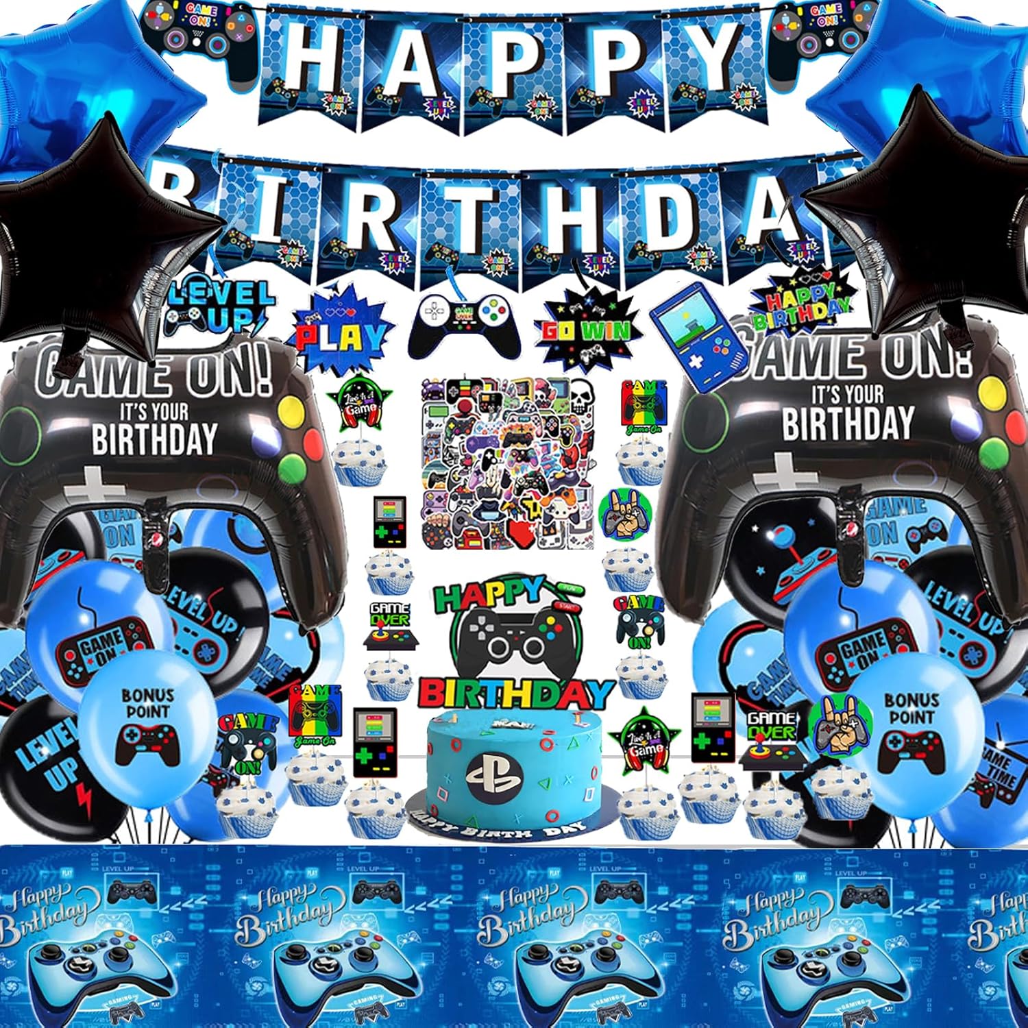 Amazon.com: PLHDOR Video Game Birthday Party Decorations,Gaming Happy ...