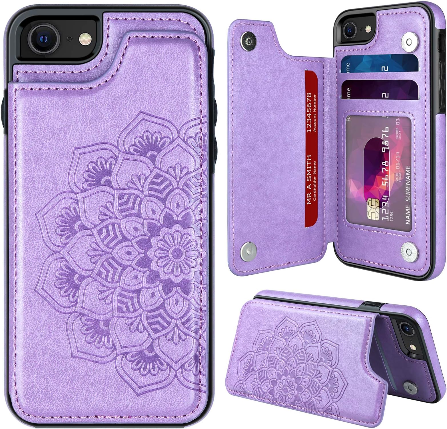 Amazon.com: OT ONETOP iPhone SE Wallet Case with Card Holder, Premium ...