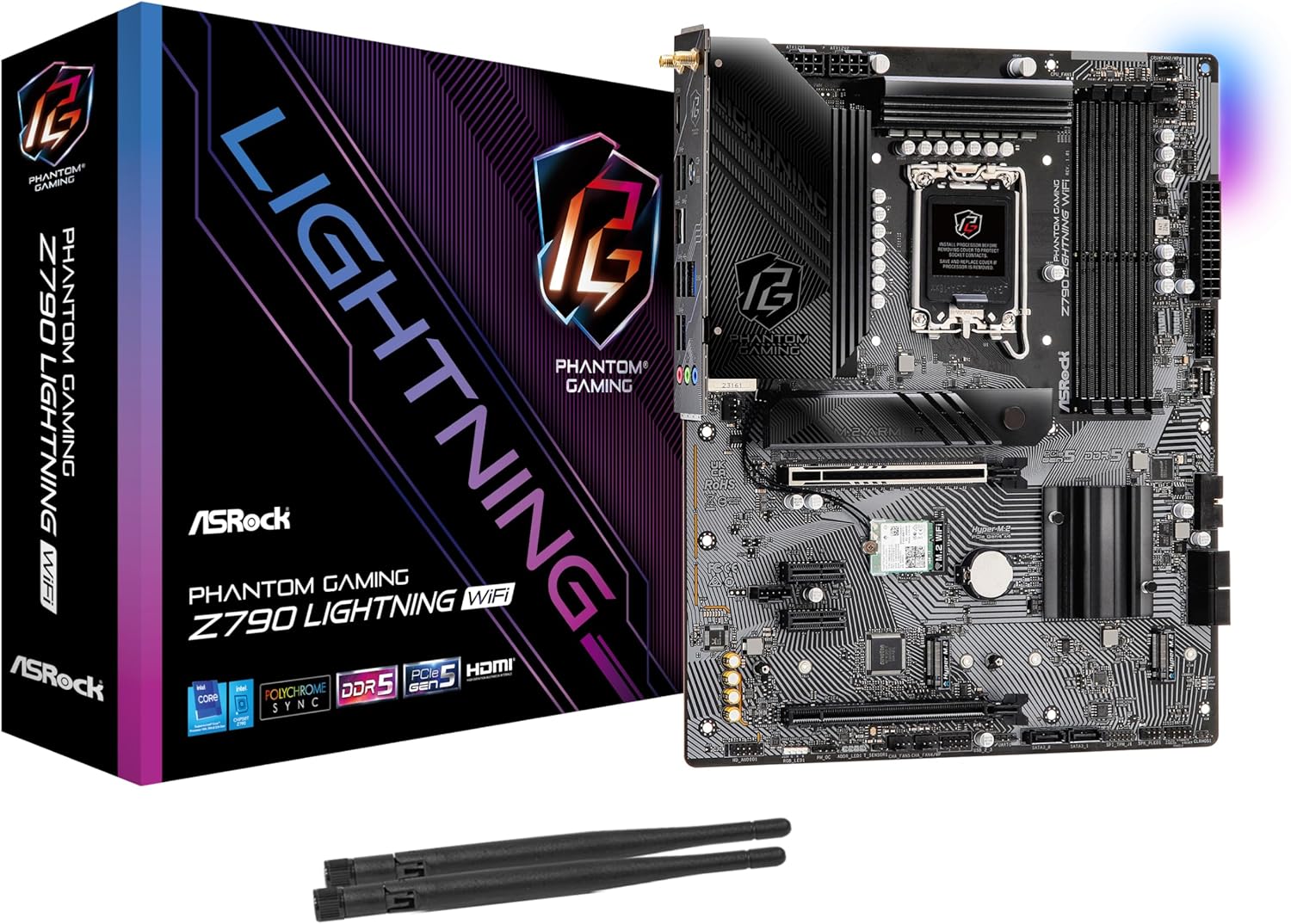 ASRock Phantom Gaming Intel Z790 Lightning WiFi ATX Motherboard LGA1700 ...