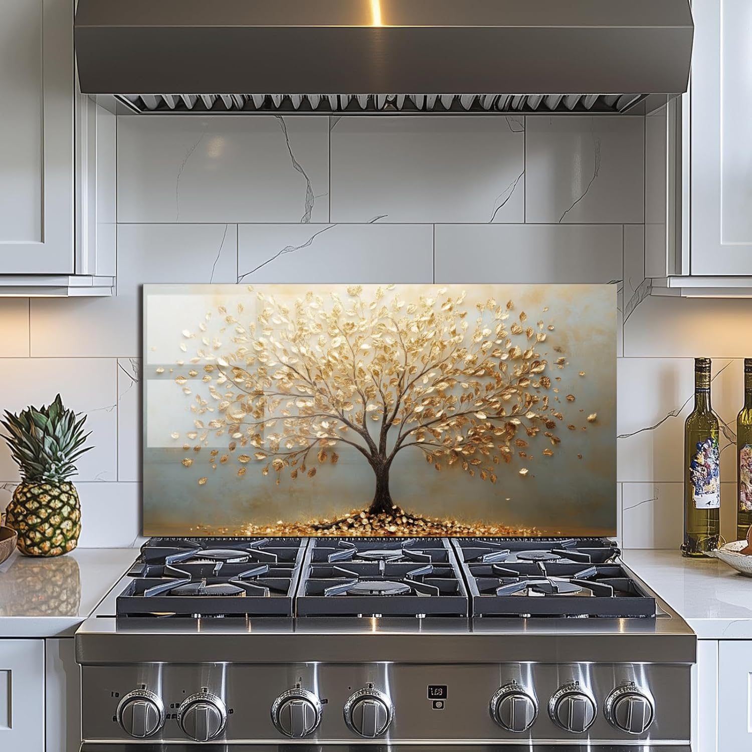 Amazon.com: Tempered Glass Backsplash for Kitchen， Stove Splashback ...