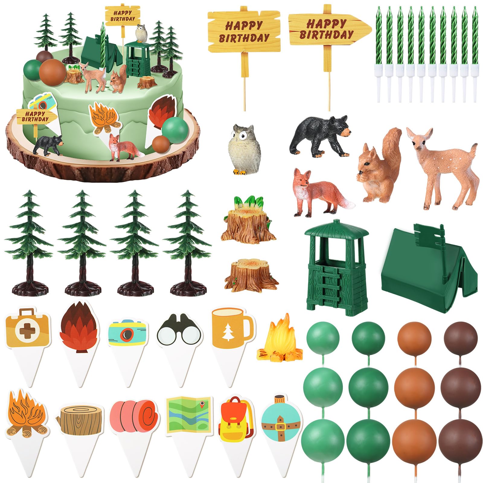 Amazon.com: Tallew Camping Cake Toppers Set Camping Cake Decorations ...