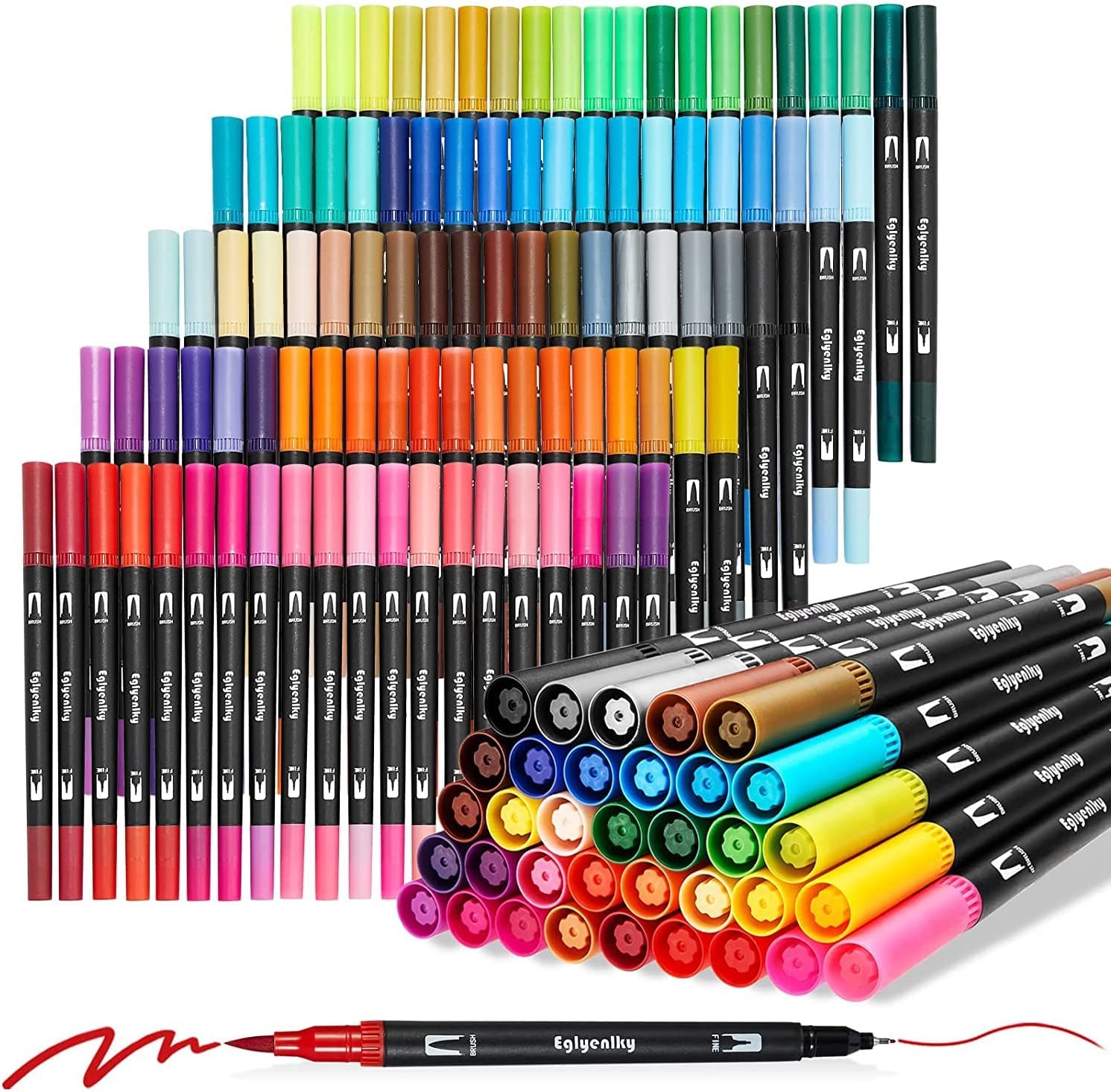 Buy Dual Tip Markers, Markers for Adult Coloring Pens, 100 Watercolor ...