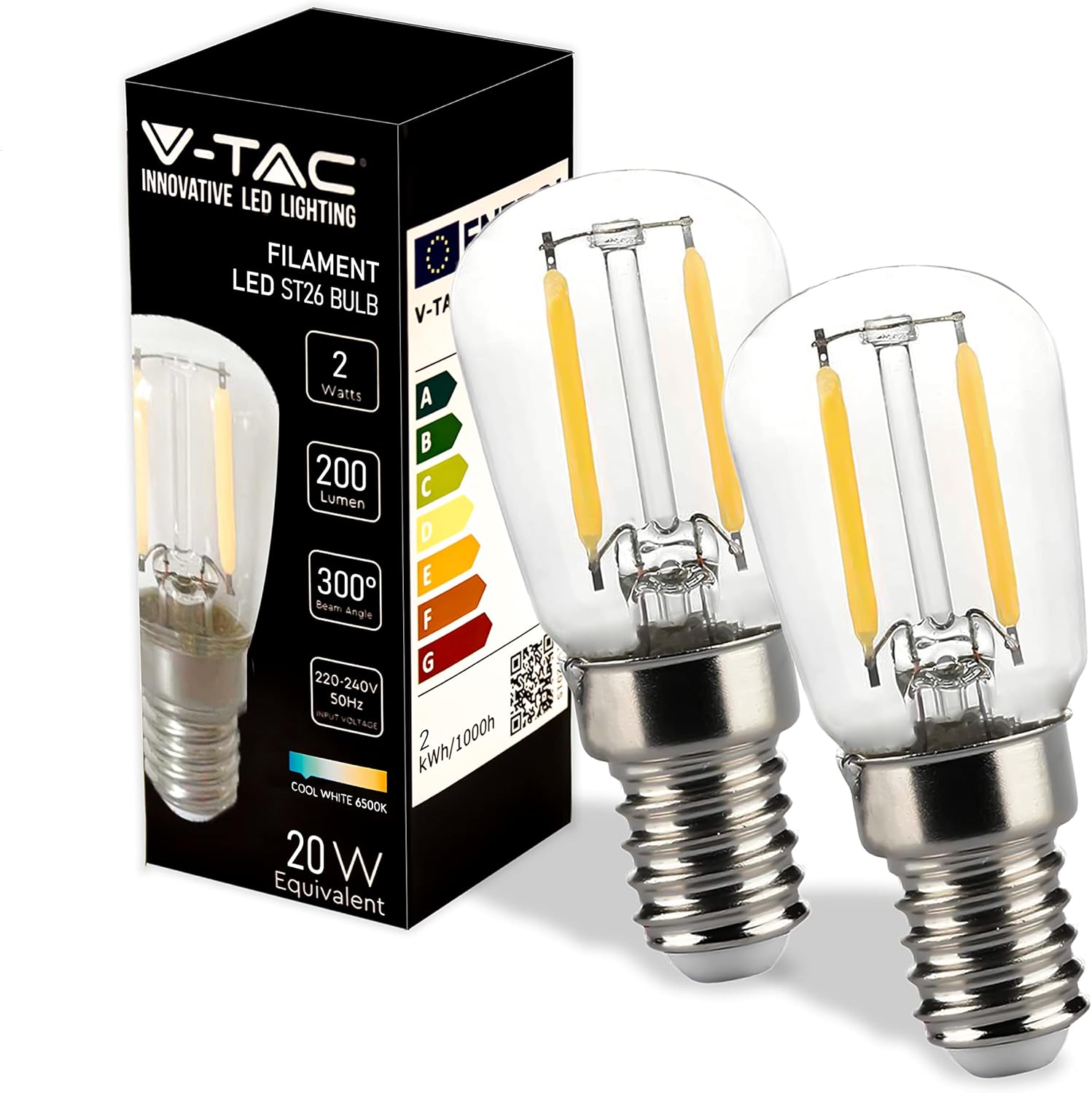 V-TAC 2x Lampadina LED Filamento per Frigorifero e Lampade - Attacco ...