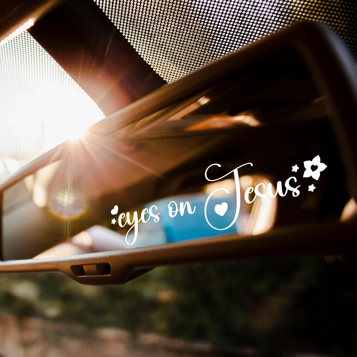 Amazon.com - Set 3Pcs Eyes On Jesus Rearview Mirror Car Decal Christian ...