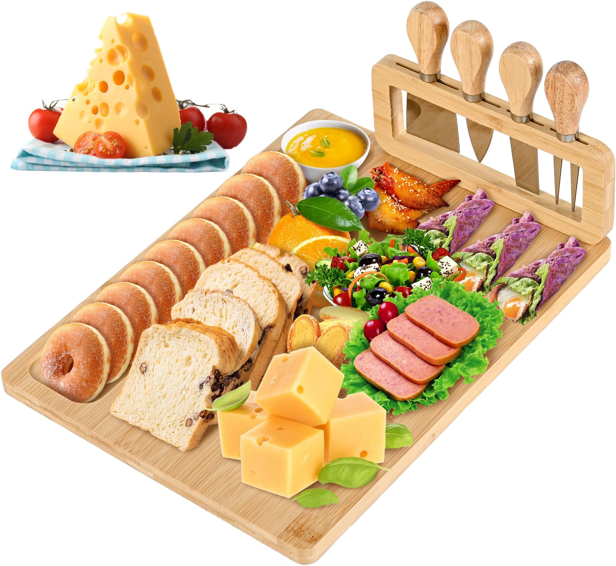 Amazon.com: Charcuterie Boards Set Cheese Board - Large Bamboo Cheese ...