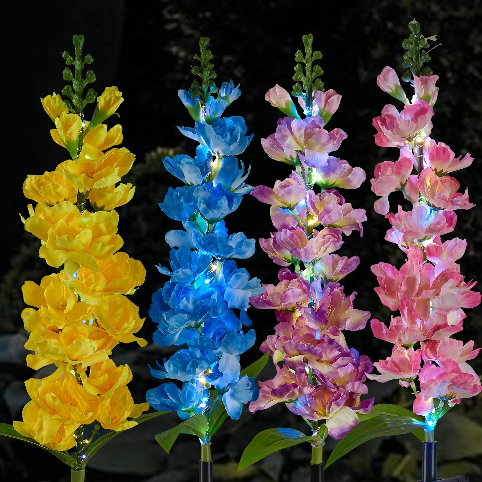 Geelin 10 Pcs Solar Rose Lights Outdoor Waterproof Garden Stake Flower ...