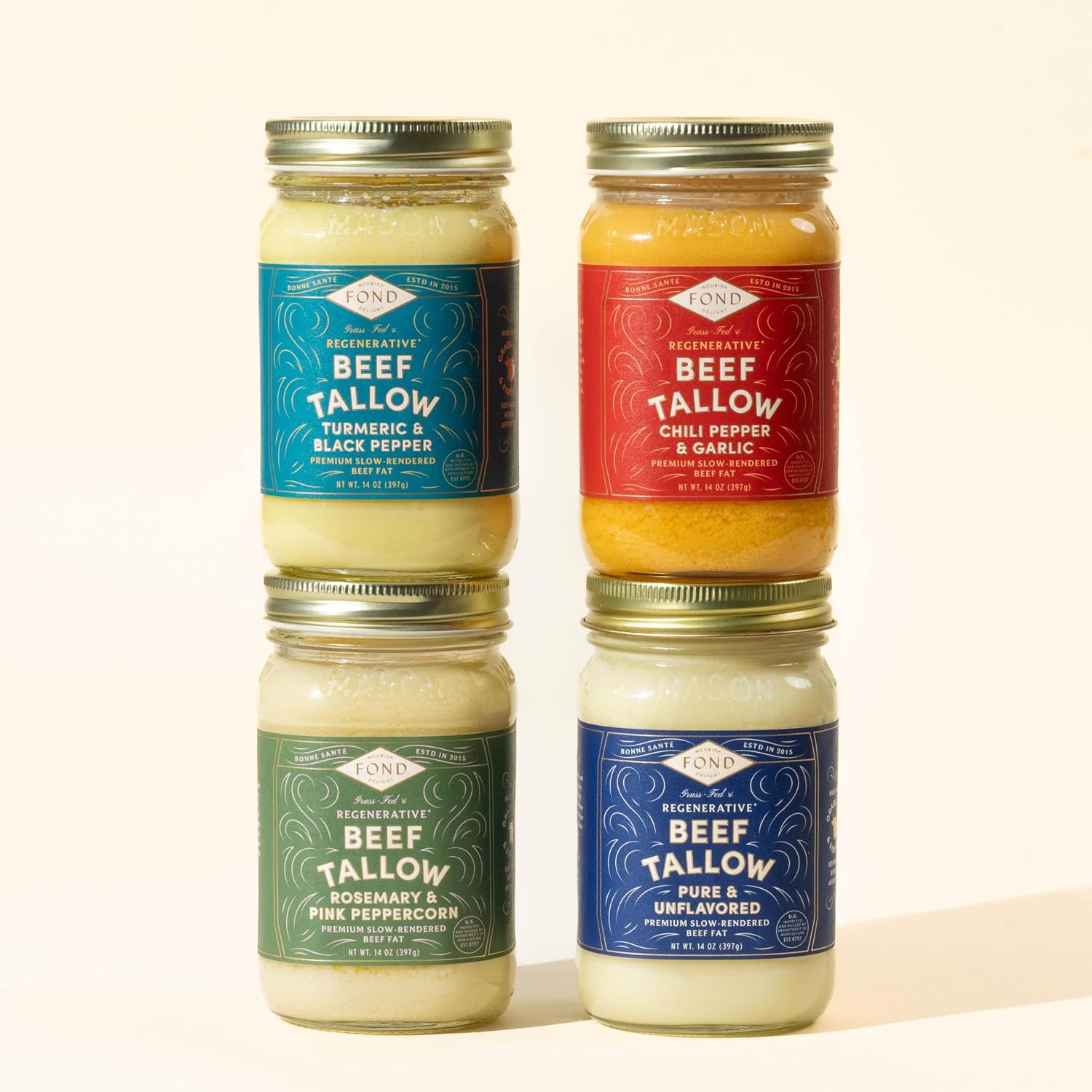 Amazon.com : FOND Regenerative Grass-fed Beef Tallow 14oz Variety Pack ...