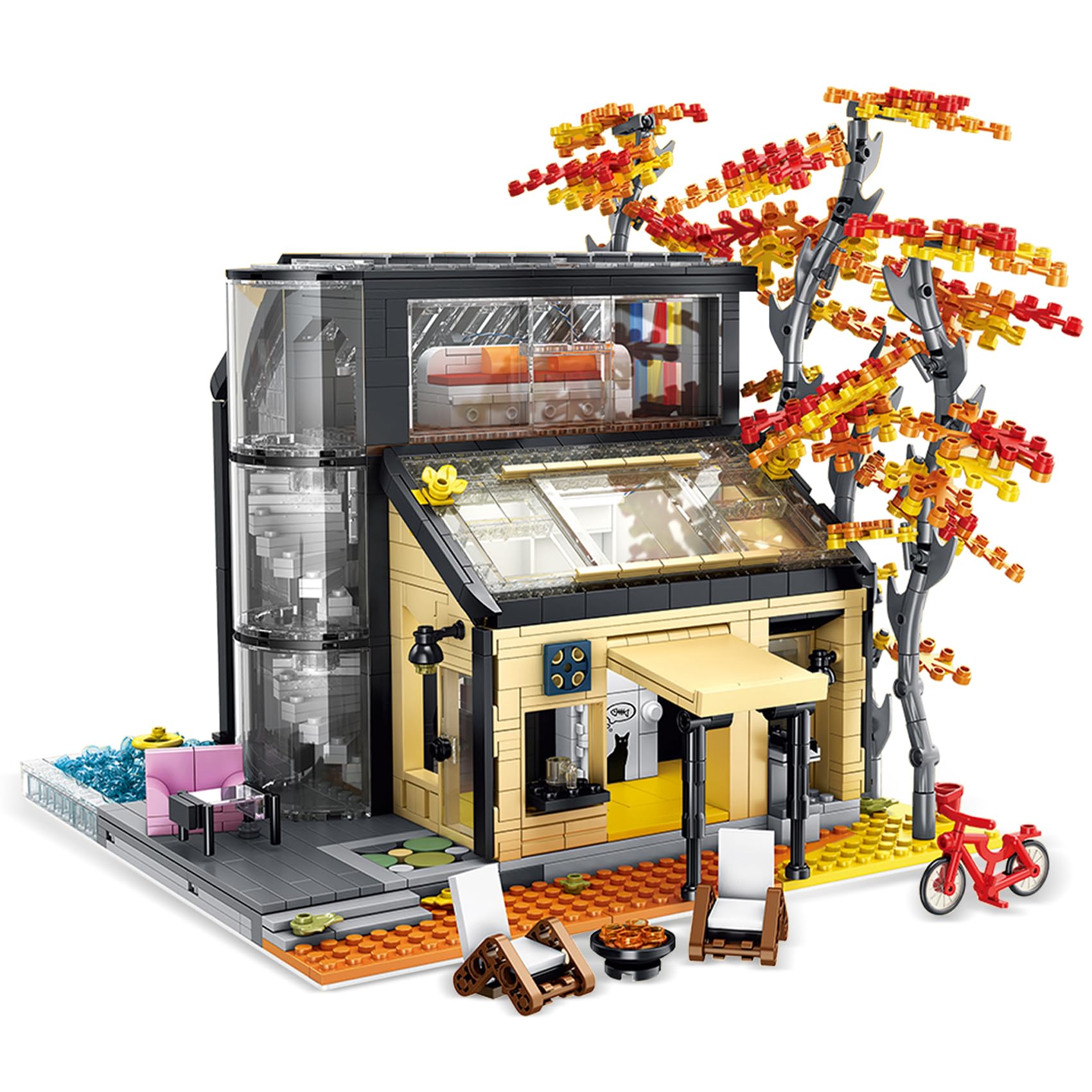 Amazon.com: Oichy Villa Building Blocks Set, House Building Kit 3 ...