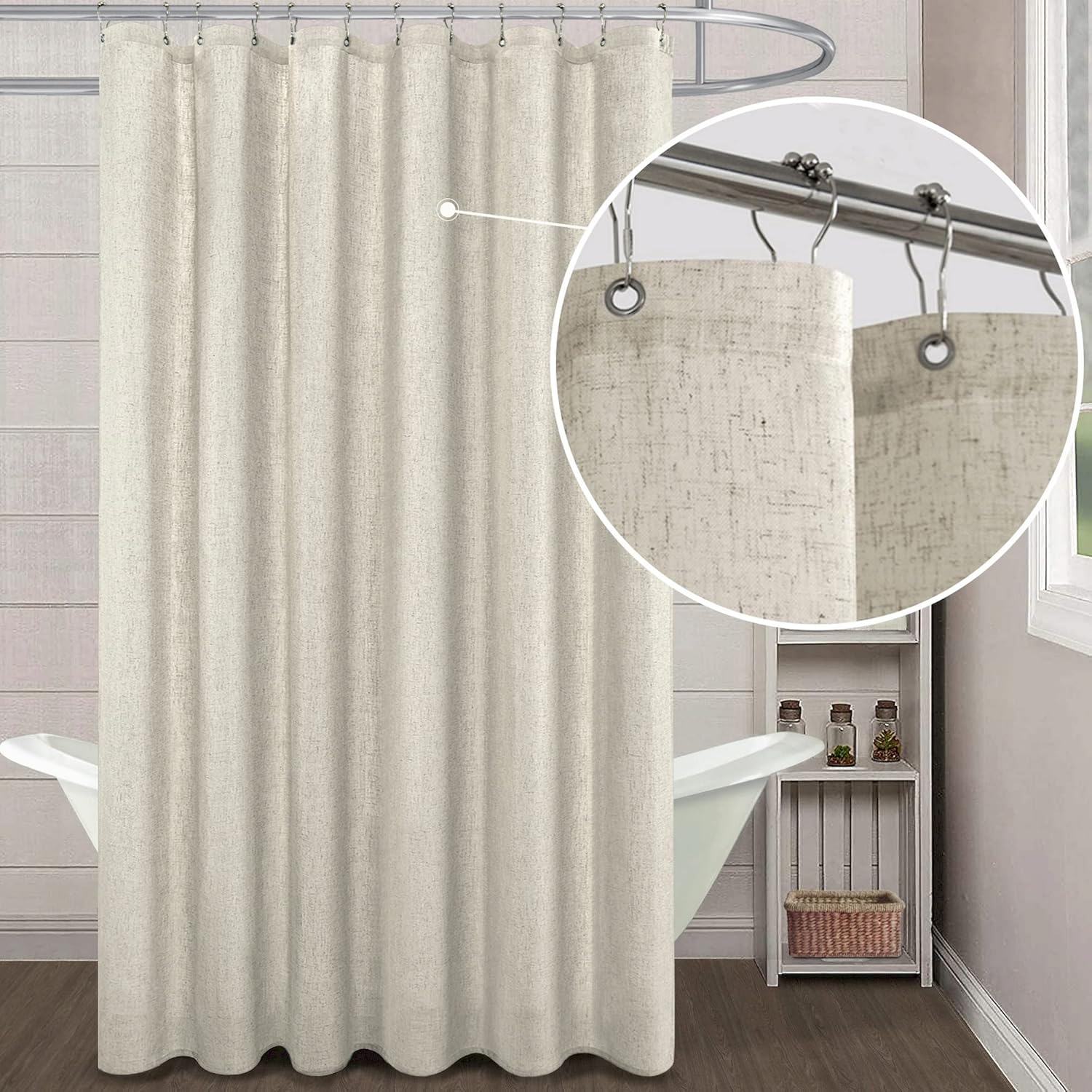 Amazon.com: KOUFALL Linen Waterproof Linen Fabric Shower Curtain for ...