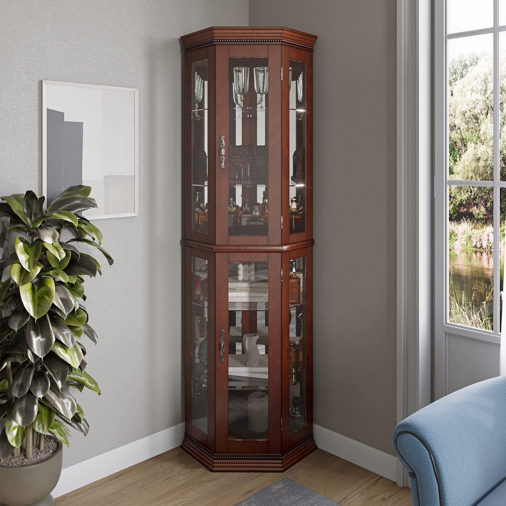 Amazon.com - Acme Dresden 2-Door Curio Cabinet with Claw Leg in Cherry ...