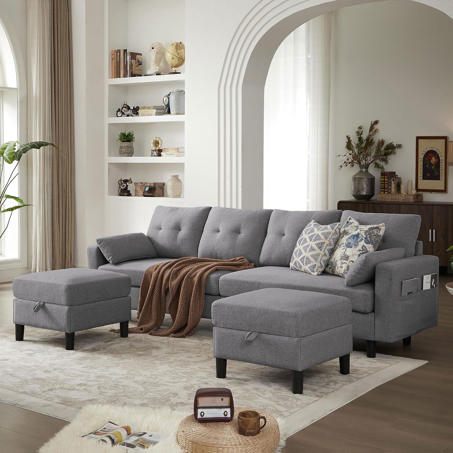Amazon.com: Enobala 101" Sectional Sofa 4 Seat U Shaped Couch with ...