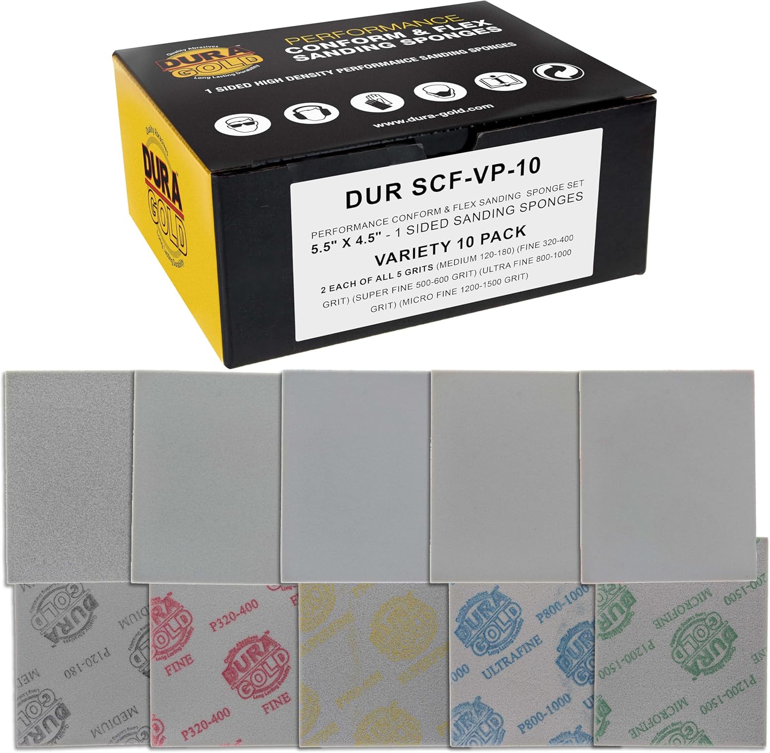 Amazon.com: Dura-Gold Double-Sided Sanding Sponge Grit Variety Pack ...