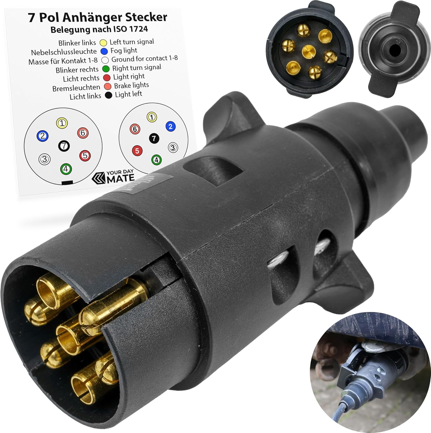 7 poliger Anhänger Stecker, 1 Pack, Hartplastik-Gehäuse, 7pin Stecker ...