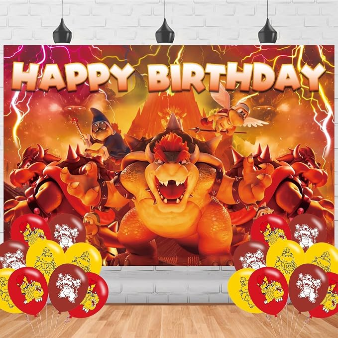 Amazon.com: Bowser Birthday Party Backdrop, Marios & King Koopa ...